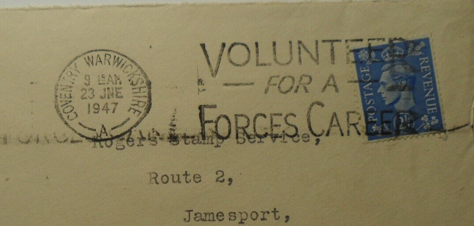STAMPMART : ENGLAND GB UK 1947 FORCES CAREER SLOGAN CANCEL COVER USED ...