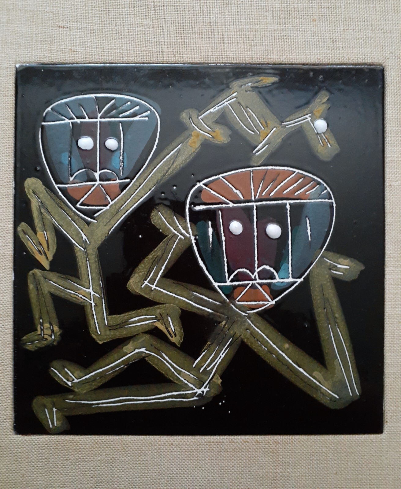 Harris G. Strong cubist art ceramic tile, 6 inches | eBay