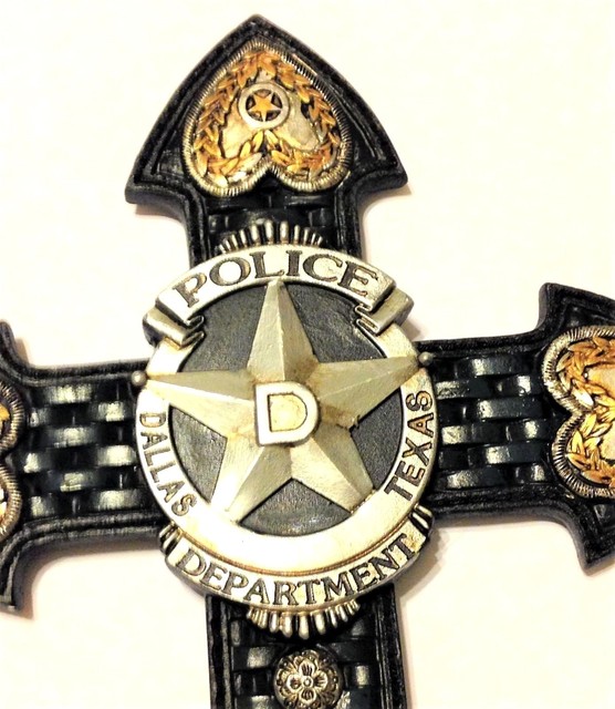 Dallas Police Dept Officer Cross Le Badge 14x8 3/4 Inch Wall Hanging ...