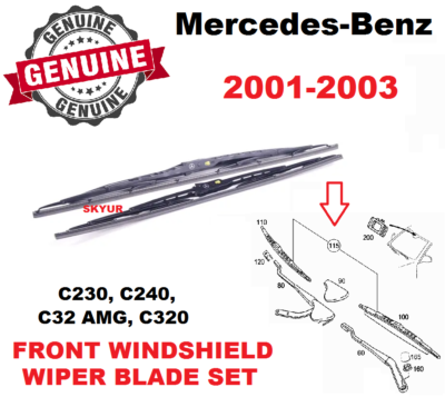 Mercedes Front Windshield Wiper Blades C230 C240 C320 C32AMG W203 01-03 ...