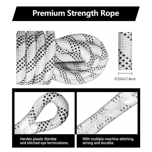 Rope Harness Safety Lanyard 50ft Vertical Roofing Rope with Grab Fall ...