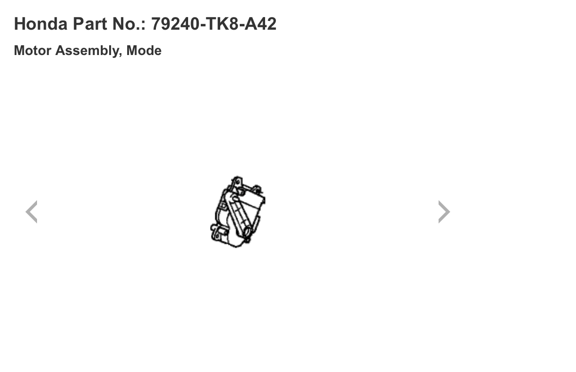 BNIB OEM 11-14 Honda Odyssey Rear Climate Mode Motor Assembly 79240-TK8 ...