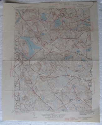 1944 Map SOUTH GROVELAND MA. QUAD Geological Survey 16x20" North ...