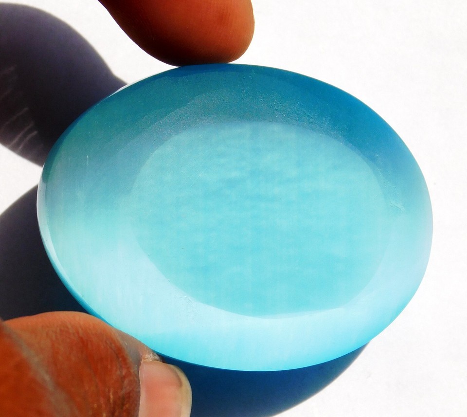 284.50 Ct Certified Natural Chrysoberyl Cat's Eye | Blue Oval Cabochon ...