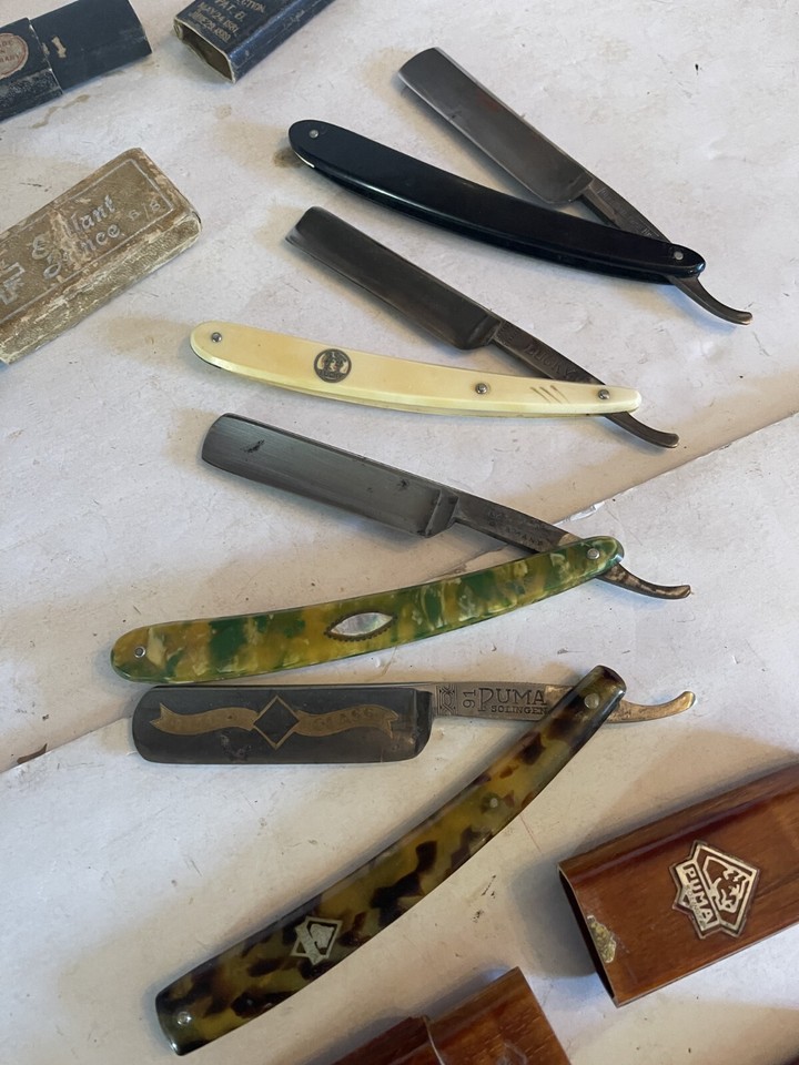 4 Vintage Straight razor lot puma high class no.91-lucky-oberhausers ...