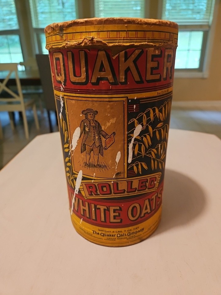 Vintage Pure Quaker Rolled White Oats 3lb 7oz Empty Cardboard Oats Box ...