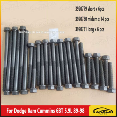 Cylinder Head Bolts 26pcs Full Set / For Dodge Ram Cummins 6BT 5.9L 89 ...