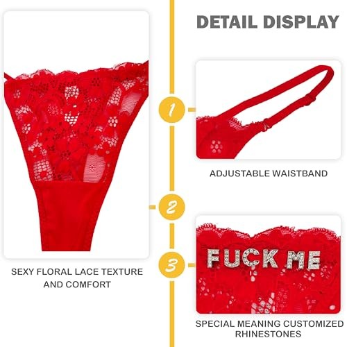 Custom Thong Ruffled T-Back G-String Women's Personalized Lace Large B ...
