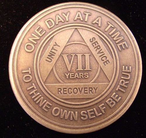 Alcoholics Anonymous AA 7 Year Bronze Medallion Token Coin Chip ...