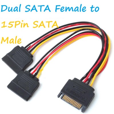 2 x Sata Female to 15 pin sata male Power Splitter Y Cable 20 cm | eBay UK