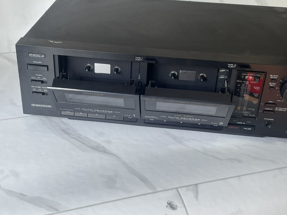 OPTIMUS SCT-89 High Speed Dubbing Dolby Dual Cassette Tape Deck ...