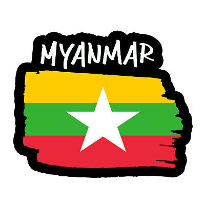 2 x Myanmar Country FLAG TEXT Sticker Stickers window car ute 4x4 ...