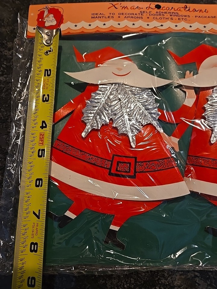 NOS Vintage 50s 60s Santa Cardboard Mantle Window Wall Christmas ...