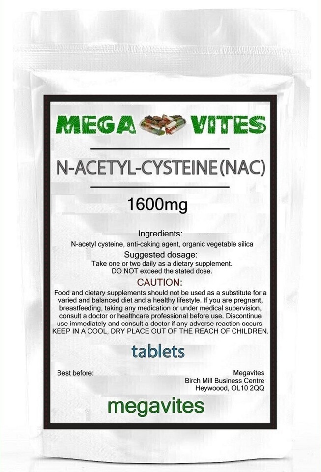 N-ACETYL CYSTEINE NAC TABLETS 1600mg - ANTIOXIDANT ANTI-INFLAMMATORY ...