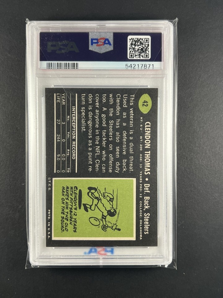 1969 TOPPS #42 CLENDON THOMAS STEELERS PSA 8 NM-MT | eBay