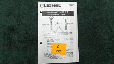 LIONEL 2313 FLOODLIGHT TOWER 12716 SEARCHLIGHT TOWER INSTRUCTIONS ...