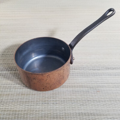 Vintage 4.5" Copper Saucepan Chef Cooking Pot Iron Handle Tin Lined ...