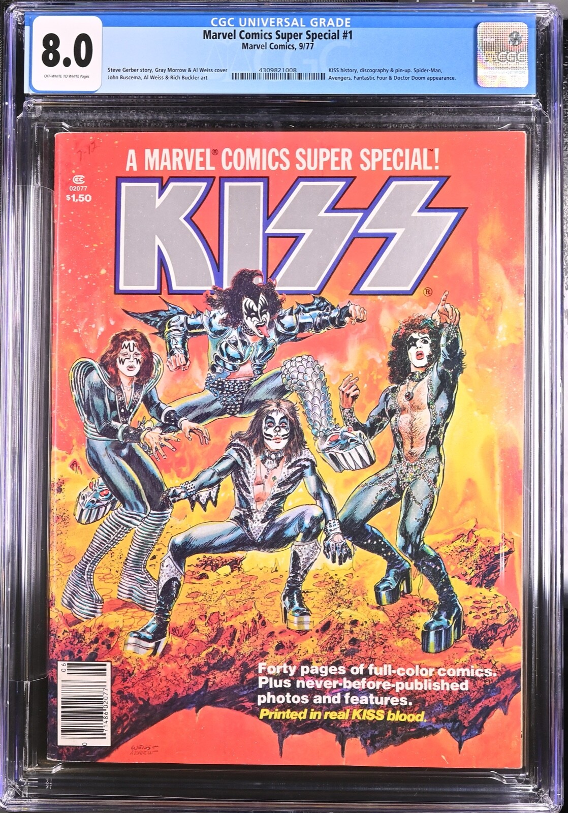 Marvel Comics Super Special #1, KISS (1977) CGC 8.0 (The Famous Blood ...