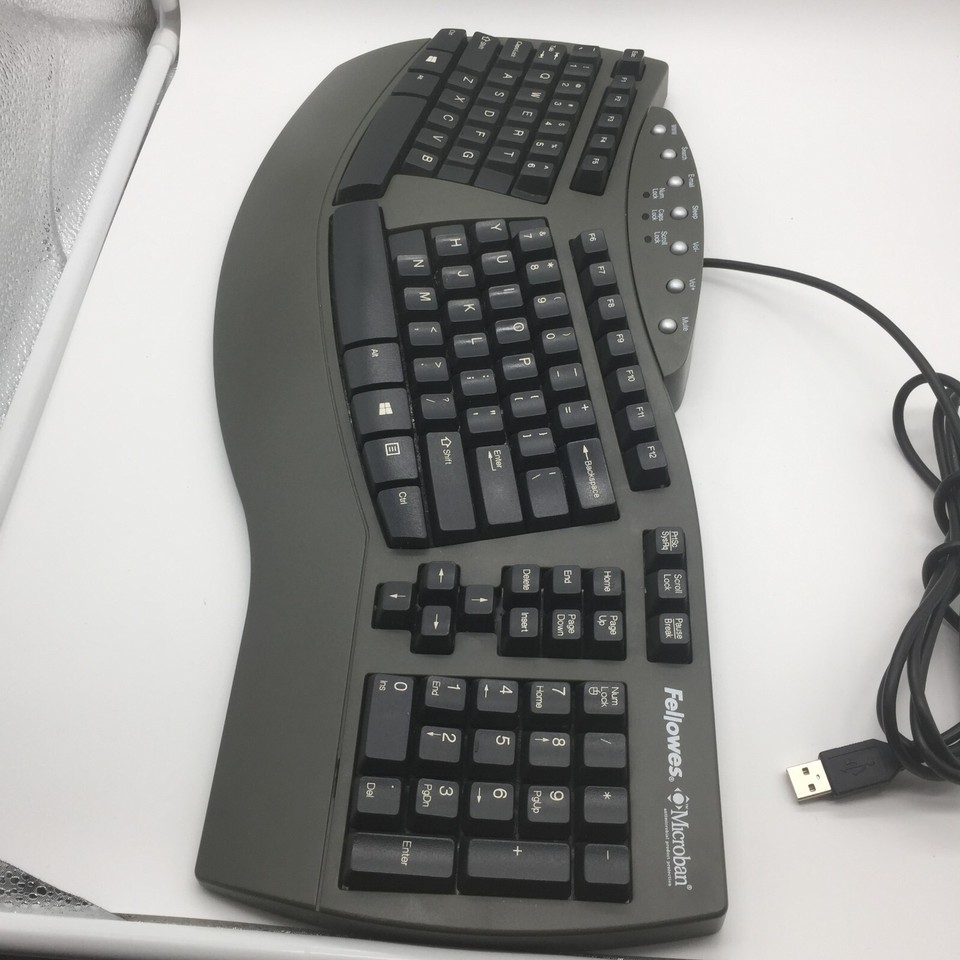 Fellowes Microban Ergonomic Wired USB Keyboard KU-9938 / 98915 Free ...