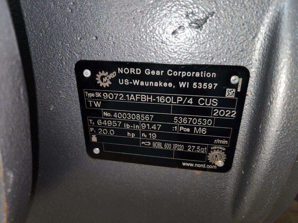 Nord Gear Box & Motor Assembly SK 9072.1AFBH 160LP/4 CUS TW 20.0HP ...