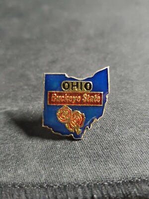 Ohio Buckeye State Red Carnation Vintage enamel Lapel Pin bk | eBay