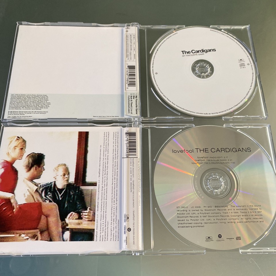 The Cardigans IMPORT 2 💿 LOT- My Favourite Game & Lovefool VG+ ...