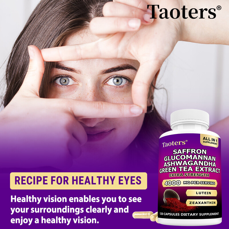 Saffron, Ginseng, and Green Tea Capsules for Stress Relief - 120 ...