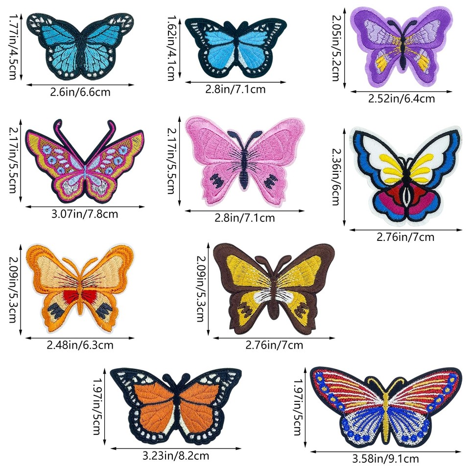 37 Pcs Butterfly Iron on Patches - Embroidered Applique Sewing bright ...