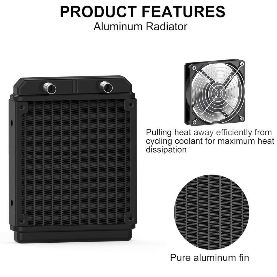 Black 12 Pipe Aluminum Water Cooling Solution for Optimal PC Performance | eBay