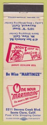 Matchbook Cover - One Hour Martinizing Dry Cleaning Santa Clara CA | eBay