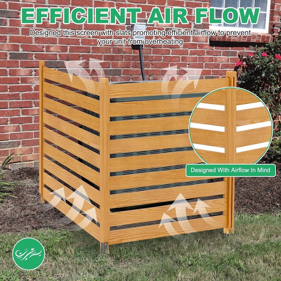 H&ZT Privacy Screens Air Conditioner Fence Screen Outside 2/3 Panels ...