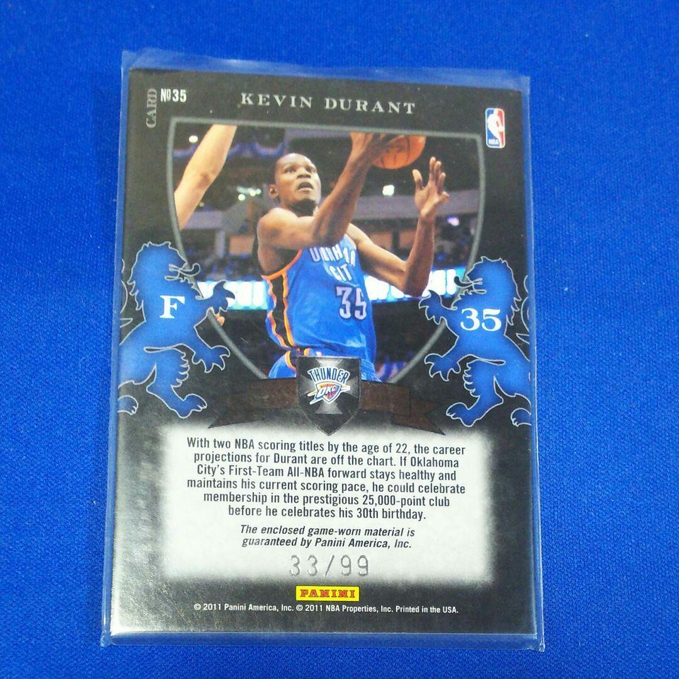 2011 Panini Crusade Black Box Kevin Durant Oklahoma City Thunder Patch ...