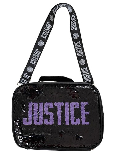 Justice Sport Black & Purple Sequin Insulated Lunch Box Lunch Bag Tote ...