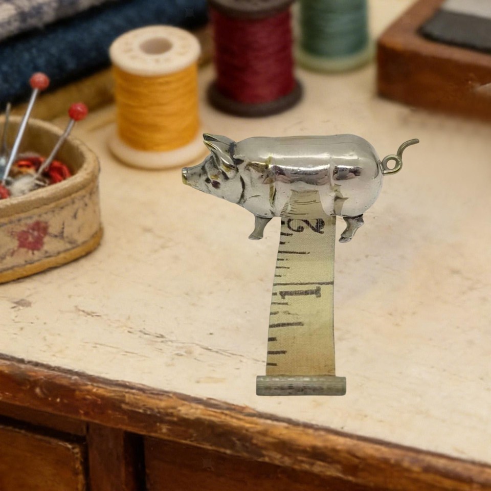 Antique Pig Mini Tape Measure Portable Miniature Ornament Measurement ...