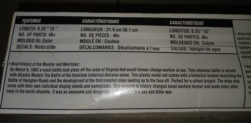 Atlantis Monitor & Merrimac Civil War Battle of the Ironclads Plastic ...