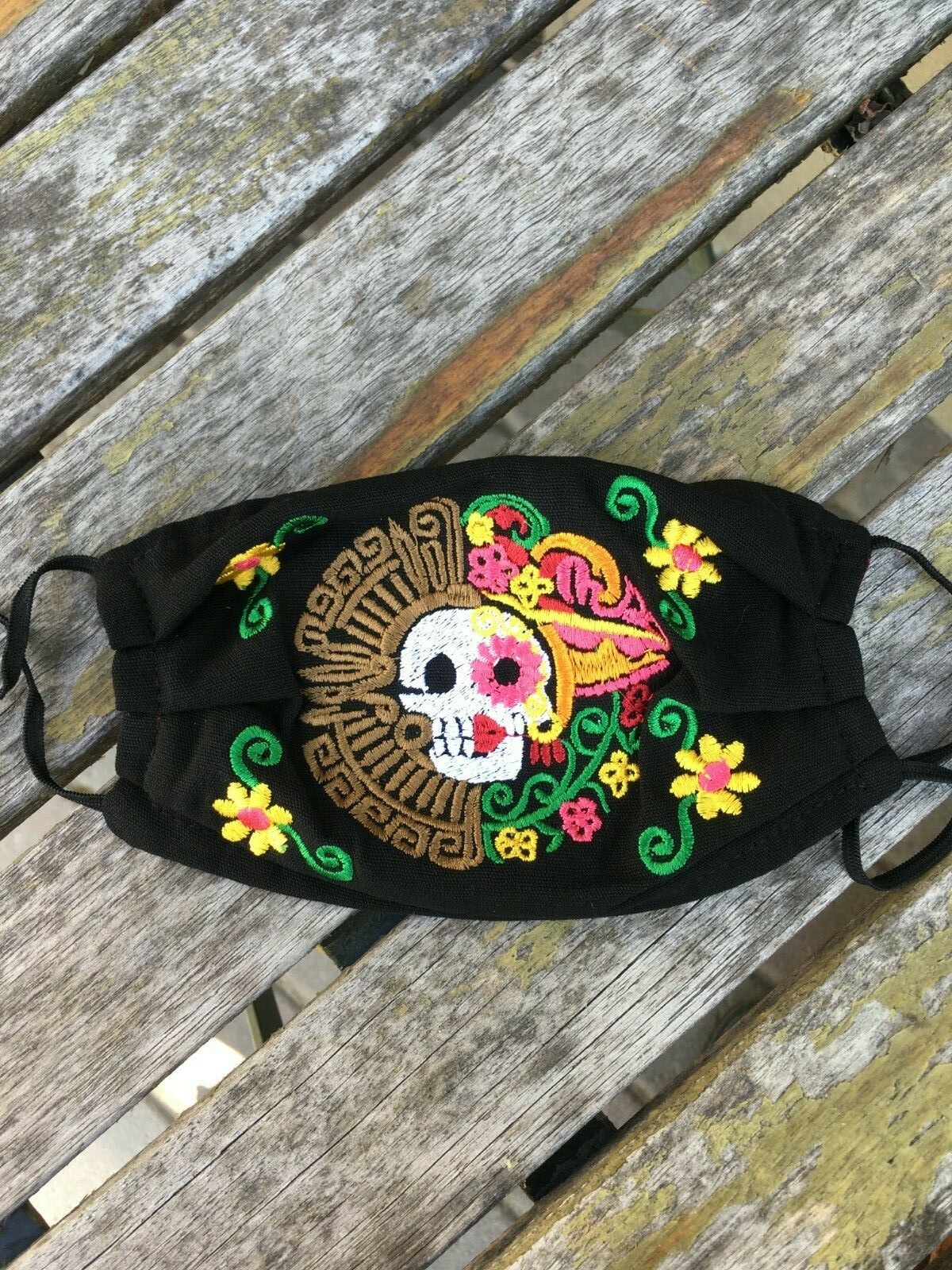 Embroidered Aztec calendar/catrina Face Mask | eBay