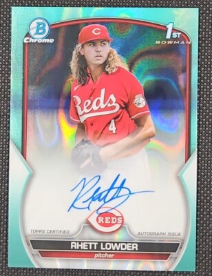 2023 Bowman Chrome Draft Rhett Lowder 1st Autograph Aqua Lava /199 Reds ...