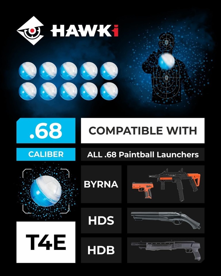 Hawki .68 cal Paintball Training Powder Balls .68 Caliber 10 rounds | eBay