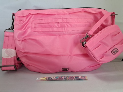LUG SCUFFLE PLEATED BAG WITH DISCO POUCH-PERFECTLY PINK-USED ONCE ...
