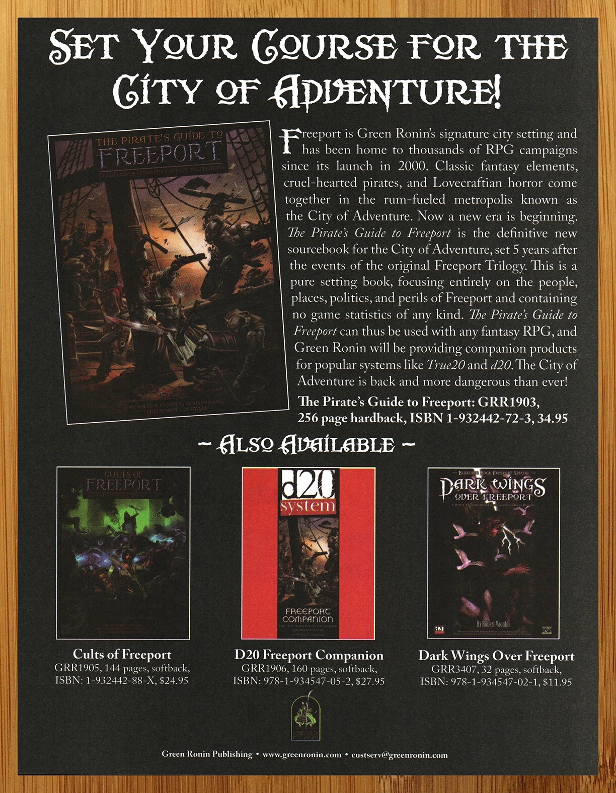 2007 Pirates Guide to Freeport Print Ad/Poster City of Adventure RPG ...