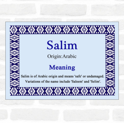 Salim Name Meaning Blue Certificate | eBay UK