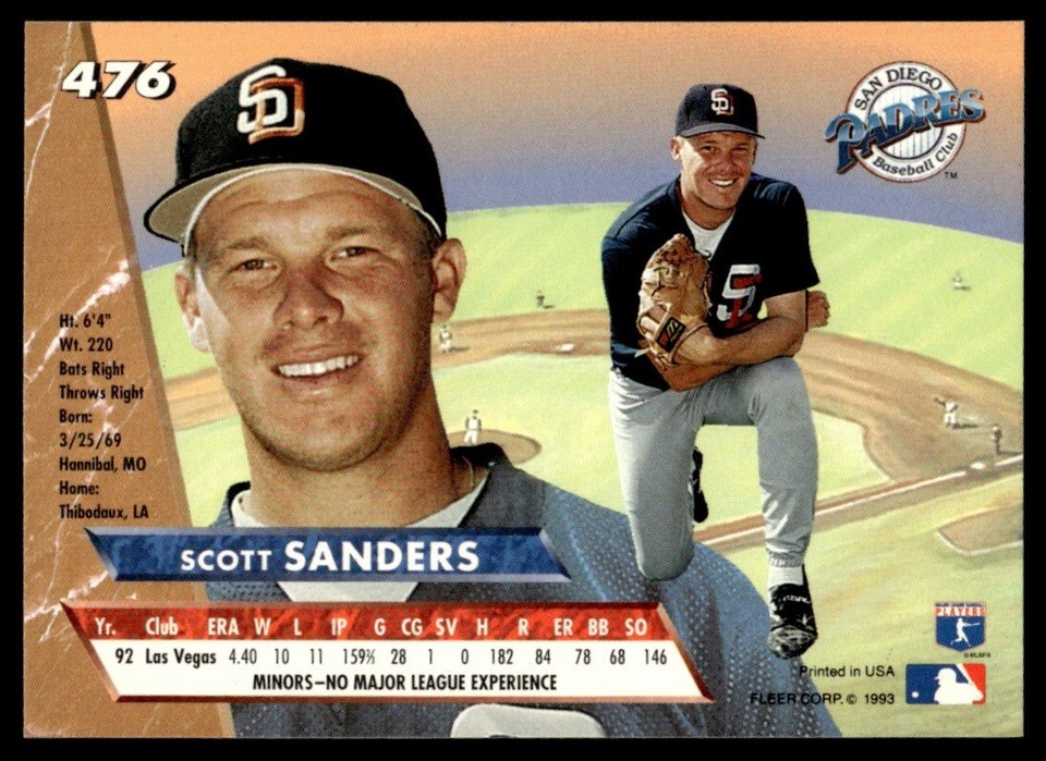 1993 Ultra #476 Scott Sanders Rookie San Diego Padres | eBay