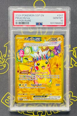 2024 POKEMON SURGING SPARKS - PIKACHU EX - HYPER RARE - #247 - PSA 10 ...