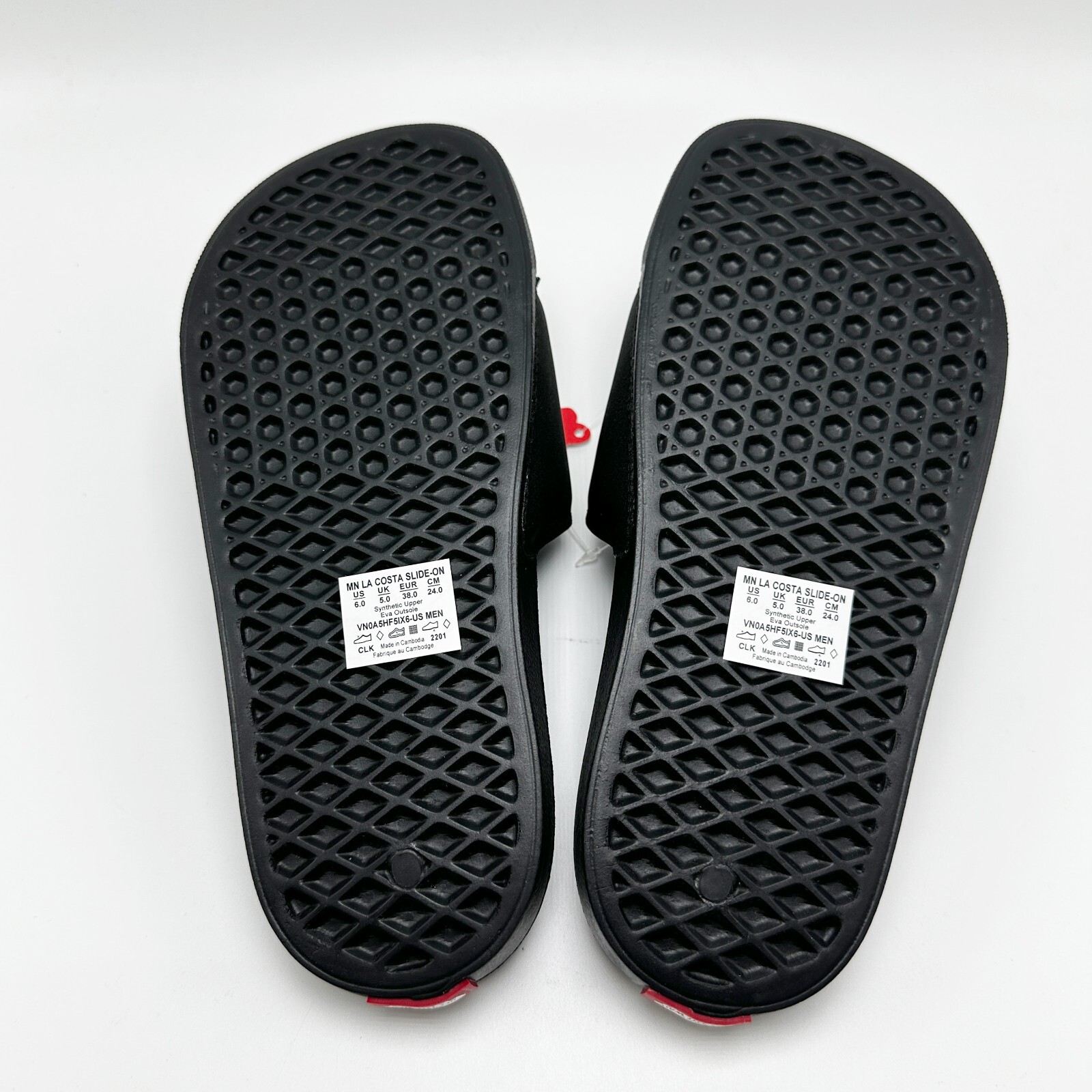 *NEW* Men Vans sliders La Costa BLACK / WHITE (VN0A5HF5IX6), Sz 8.0 ...