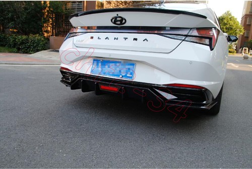 Gloss Black LED Rear Diffuser Bumper Lip Spoiler*3 For Hyundai Elantra ...