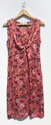 clements ribeiro size m size 12 pink satin silk floral dress | eBay UK