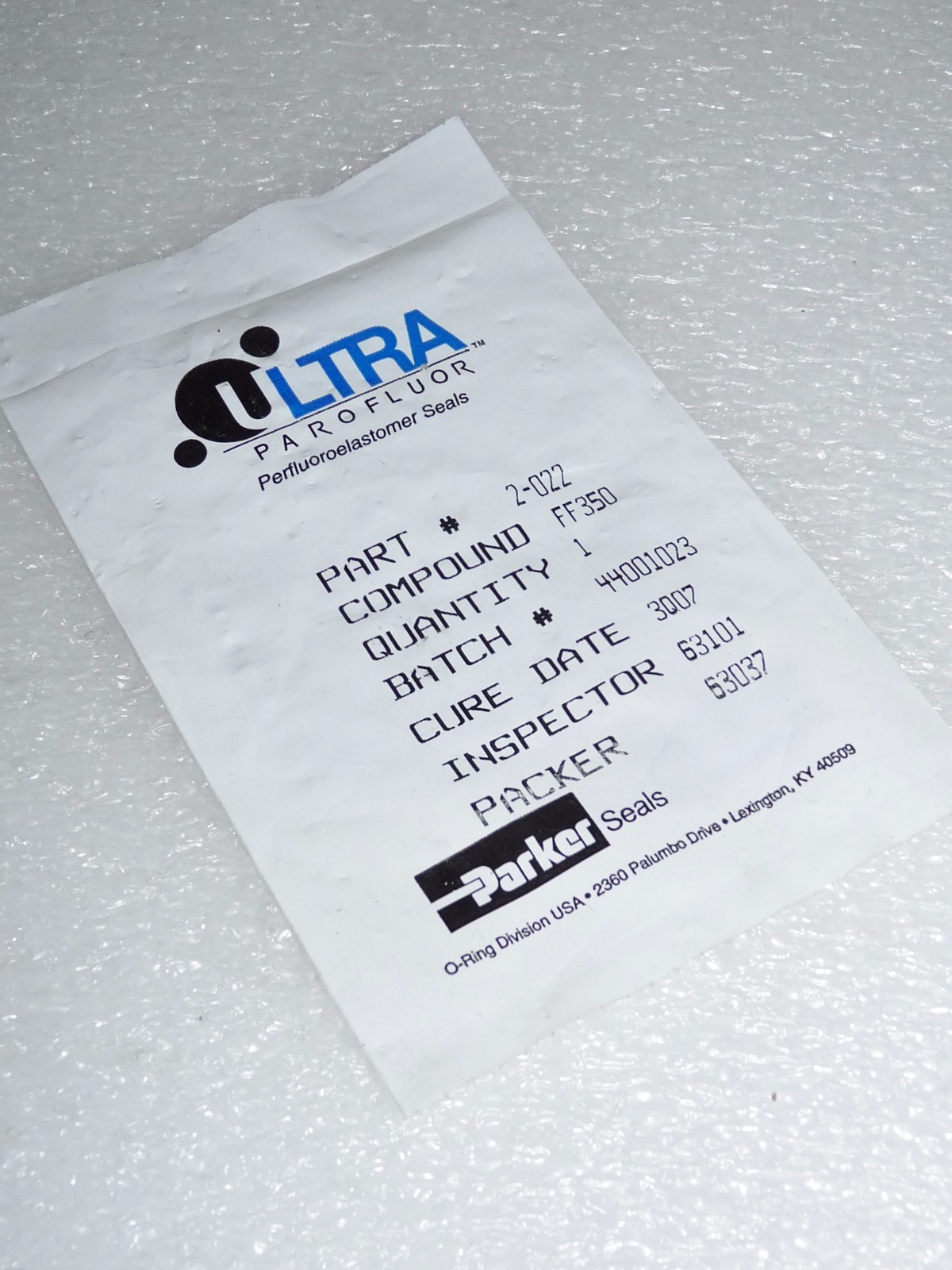 NEW PARKER SEALS ULTRA PAROFLUOR PERFLUOROELASTOMER 2-022 FF350 O-RING ...