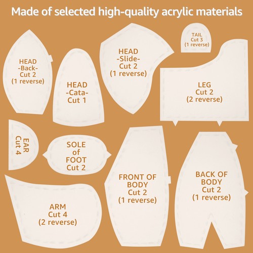 10Pcs Memory Bear Template Ruler Set Acrylic Memory Bear Sewing ...