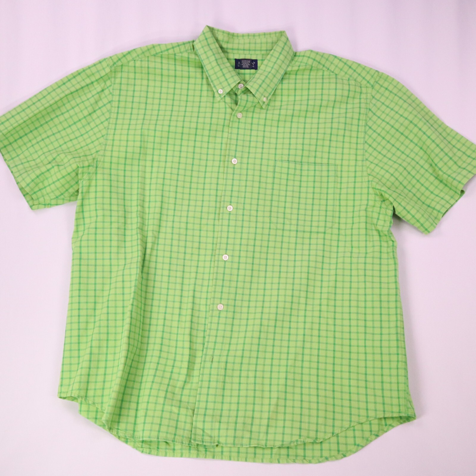Austin Clothing Co. Green Plaid Short Sleeve Button Front Shirt Mens ...