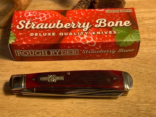 Rough Ryder Strawberry Red Sawcut Bone Trapper 4 1/8" Pocket Knife RR1498 | eBay